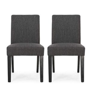 christopher knight home kuna contemporary upholstered dining chair (set of 2), charcoal, gray