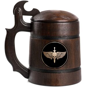 adeptus astartes beer stein, personalized 40k wooden beer mug, custom gamer gift, video gamer tankard, gift for men, gift for him, geek gift