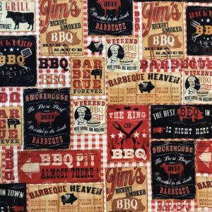 The 1/4 Yard Fat Quarter Cotton Barbeque Bar Be Que RoadhouseQ