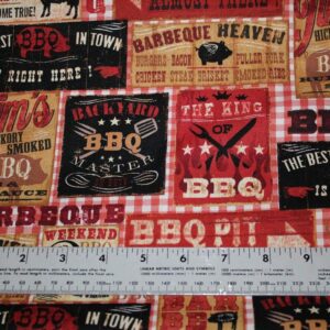 The 1/4 Yard Fat Quarter Cotton Barbeque Bar Be Que RoadhouseQ