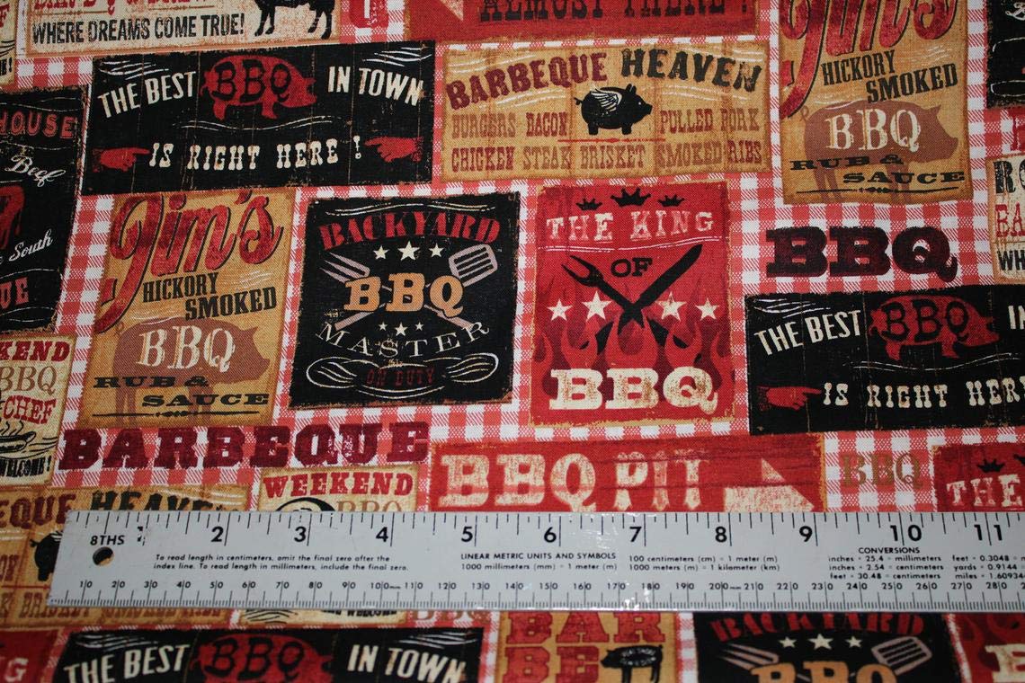 The 1/4 Yard Fat Quarter Cotton Barbeque Bar Be Que RoadhouseQ