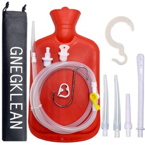 gnegklean coffee enema bag kit - 5.0ft silicone hose 2l enemas at home water & colon detox cleanse kit