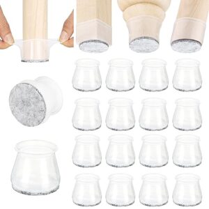 aneaseit chair leg floor protectors - 16 pcs clear - felt bottom silicone pads for hardwood floors & furniture feet - rubber caps for chairs - medium