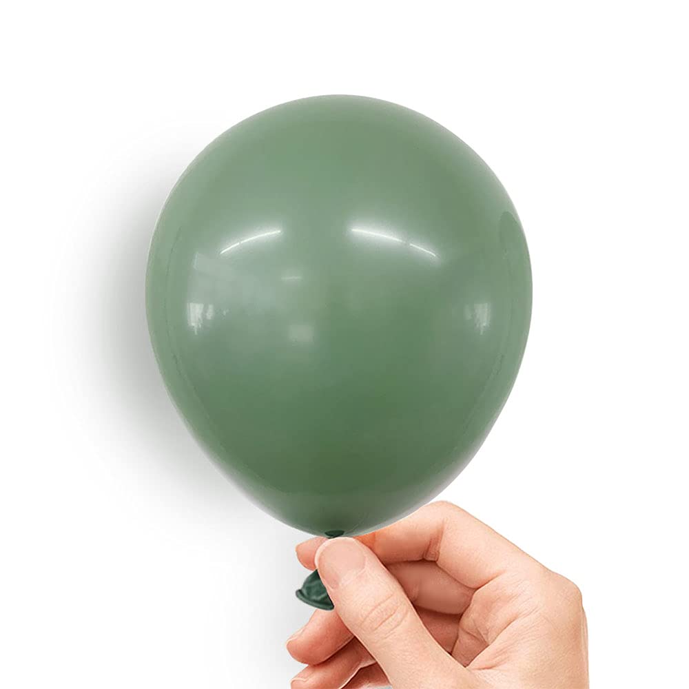 CYMYLAR 100Pcs 5 inch Eucalyptus Sage Green Balloon Olive Green Latex Balloons Bouquet for Women Men Birthday Baby Shower Wedding Bridal Shower Anniversary Birthday Party Decorations