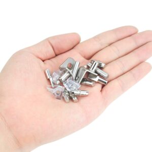 HELIFOUNER 100 Pieces 5 Styles Shelf Pins Kit, Top Quality Nickel Plated Shelf Bracket Pegs Cabinet Furniture Shelf Pins Support for Shelf Holes on Cabinets, Bookcases, Entertainment Centers