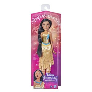 disney princess royal shimmer pocahontas doll, fashion doll with skirt and accessories, toy for kids ages 3 and up