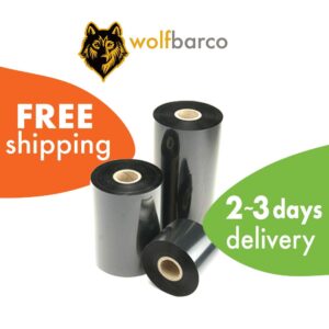 48 Rolls (Full Case) Wolfbarco Thermal Transfer Ribbon 4.33" x 984' (110mm x 300m) Standard Black Resin-Enhanced Wax for Zebra GK420D SM4 ZT410 Tec Datamax Intermec Citizen Printer, Core size 1", CSO