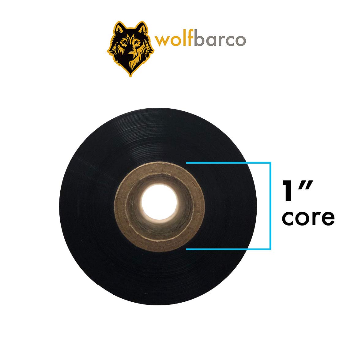 48 Rolls (Full Case) Wolfbarco Thermal Transfer Ribbon 4.33" x 984' (110mm x 300m) Standard Black Resin-Enhanced Wax for Zebra GK420D SM4 ZT410 Tec Datamax Intermec Citizen Printer, Core size 1", CSO