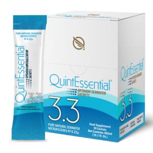 quicksilver scientific quintessential 3.3 sachets - hypertonic solution - filtered sea water hydration packets - liquid minerals for muscle recovery, stamina + mineral replenishment (30 count)