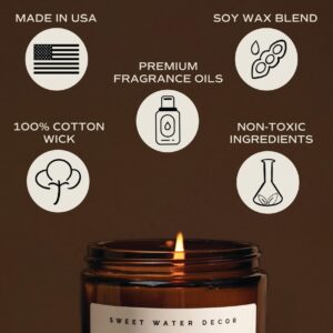 Sweet Water Decor Hello Fall Candle No. 17 | Cider, Cinnamon, Cloves, Apple, and Nutmeg Scented Soy Wax Candle for Home | 9oz Amber Jar with Black Lid, 40 Hour Burn Time, Made in The USA (Hello Fall)