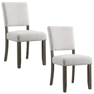 leick home 10186bb/hg upholstered back dining chair with wood base, set of 2, for dining room, blackbean and heather gray