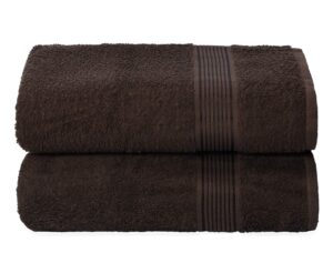 belizzi home cotton 2 pack oversized bath towel set 28x55 inches, large bath towels, ultra absorbant compact quickdry & lightweight towel, ideal for gym travel camp pool - brown