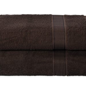 Belizzi Home Cotton 2 Pack Oversized Bath Towel Set 28x55 inches, Large Bath Towels, Ultra Absorbant Compact Quickdry & Lightweight Towel, Ideal for Gym Travel Camp Pool - Brown