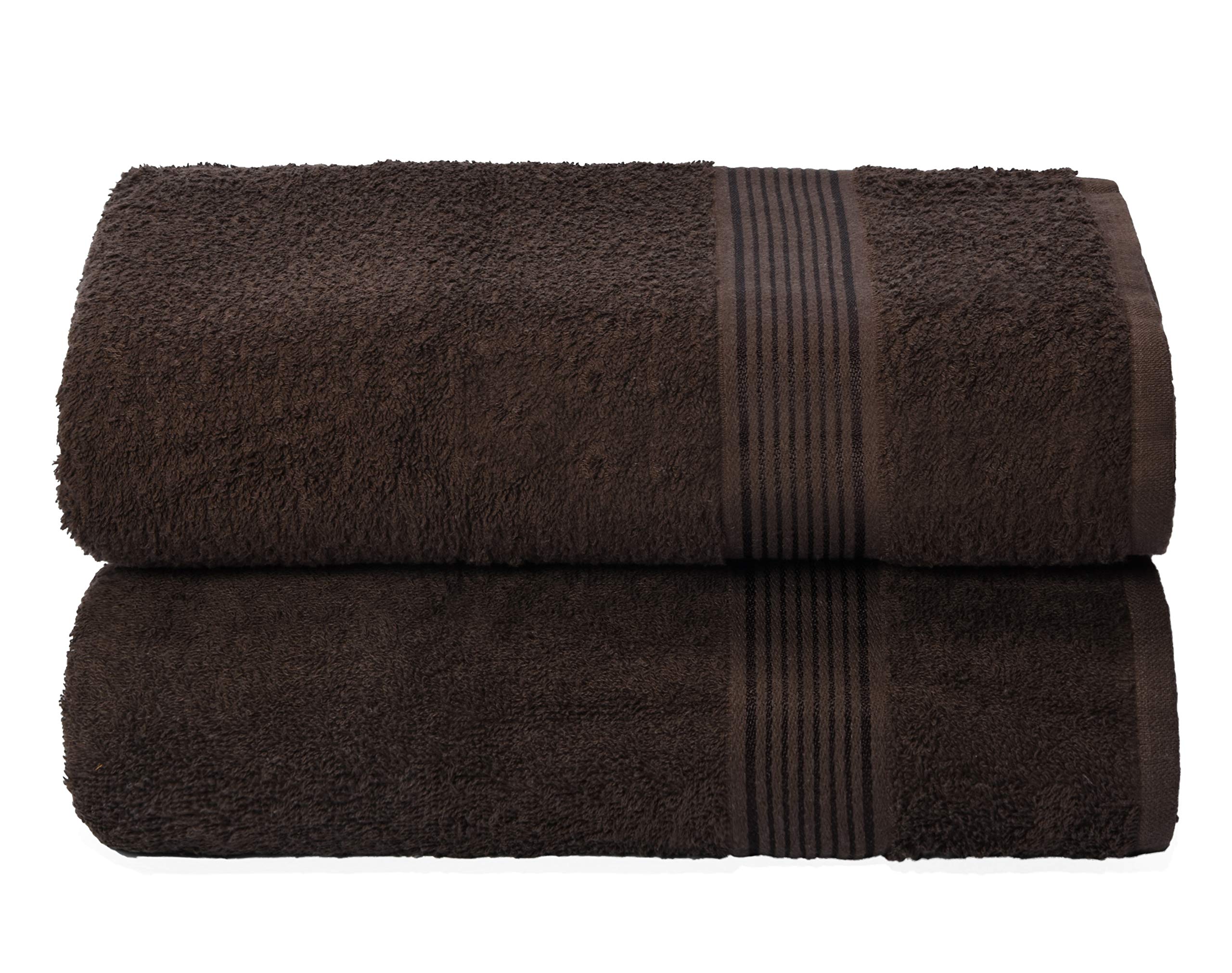 Belizzi Home Cotton 2 Pack Oversized Bath Towel Set 28x55 inches, Large Bath Towels, Ultra Absorbant Compact Quickdry & Lightweight Towel, Ideal for Gym Travel Camp Pool - Brown