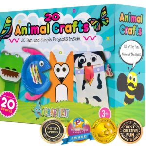 Craftikit® 20 Award-Winning Toddler Arts and Crafts for Kids Ages 4-8 years, All-Inclusive Animal Craft Kits, Fun Toddler Crafts Box for Girls, Boys, Organized Preschool Art Supplies and Projects