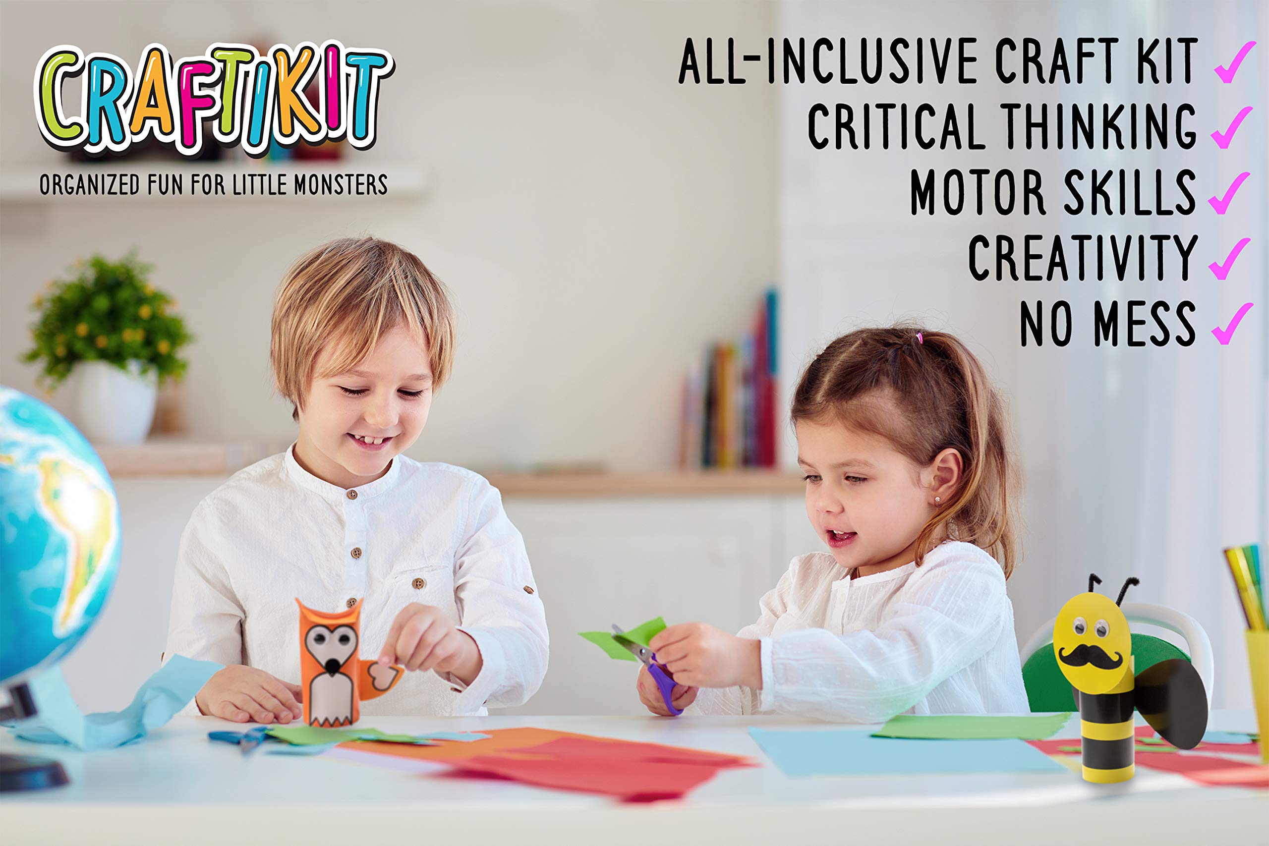 Craftikit® 20 Award-Winning Toddler Arts and Crafts for Kids Ages 4-8 years, All-Inclusive Animal Craft Kits, Fun Toddler Crafts Box for Girls, Boys, Organized Preschool Art Supplies and Projects