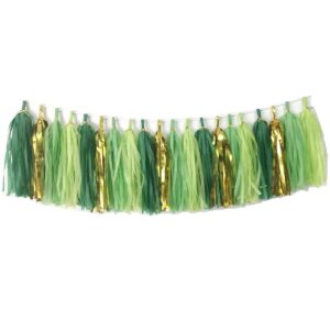 zgjoy tissue paper tassels paper tassels garland banner table decor party tassels banner wedding birthday baby shower nursey party decorations supplies (20, green set)