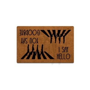 funny front door mat you say goodbye and i say hello doormat funny decor rubber non slip backing funny doormat for outdoor/indoor uses, low-profile rug mats for entry 23.6"(w) x 15.7"(l)