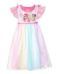 disney girls' princess fantasy gown nightgown, princess party gown 4, 6