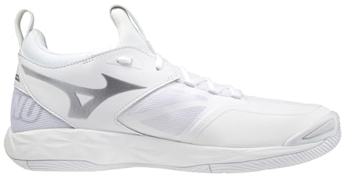 Mizuno Men's Wave Momentum 2 Volleyball Shoe | Indoor Court Shoe | White/Silver | US Men's 12