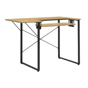 sew ready dart wood/metal multipurpose machine table workstation desk with folding top for crafts, sewing, computers, laptops, games, graphite/ashwood, 41w