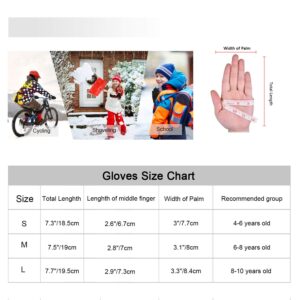 YukiniYa Kids Winter Gloves Back Water Resistant Touchscreen Warm Soft Lining Gloves for Boys Girls 3-15 Years Black