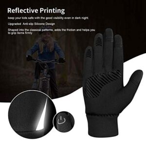 YukiniYa Kids Winter Gloves Back Water Resistant Touchscreen Warm Soft Lining Gloves for Boys Girls 3-15 Years Black