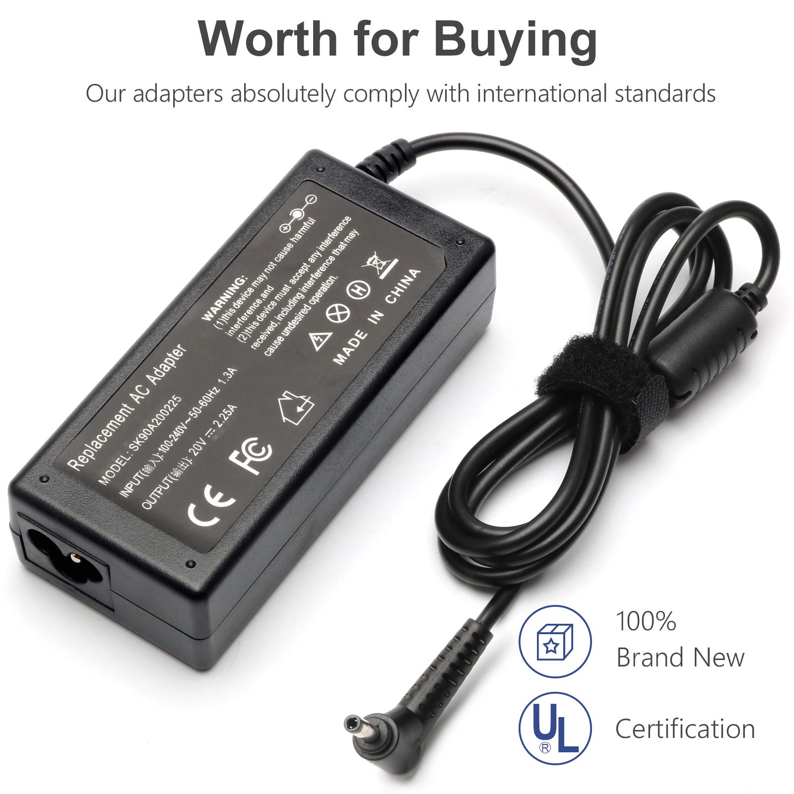 65W Laptop Charger for Lenovo IdeaPad 3 81X800ENUS Ideapad 3i Flagship Ideapad 1i 8VUL0086 Flex 4 5 6 14 15 S340 S145 100s 110 310 320 330 330s Power Charging Cord