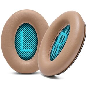 wc wicked cushions premium replacement ear pads for bose headphones - compatible with qc15 / qc25 / qc35 & 35 ii / qc2 / ae2 / ae2i / ae2w / soundlink - softer leather, luxury memory foam | beige