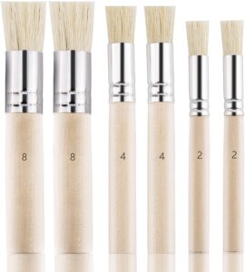 luter 6pcs wooden stencil brushes, natural bristle stencil brushes for acrylic painting, oil painting, watercolor painting, card making, diy art crafts project (3 sizes)