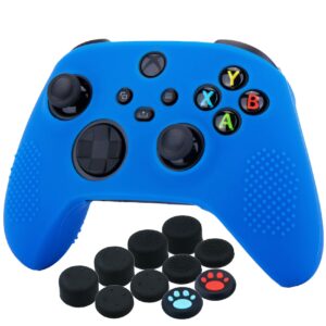 yorha silicone cover skin case for xbox series x/s controller x 1(blue) with thumb grips x 10