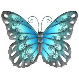 tfro & cile metal butterfly wall decor outdoor garden art glass hanging insect sculpture for bedroom home