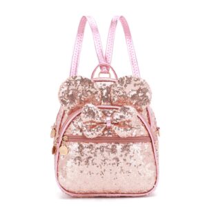 kl928 girls bowknot polka dot cute mini backpack small daypacks convertible shoulder bag purse for women (fluorescent pink-01)