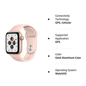 Apple Watch SE (GPS + Cellular, 40mm) - Gold Aluminum Case with Pink Sand Sport Band (Renewed)