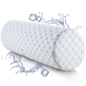 nestl neck roll pillow for pain relief - premium memory foam – bolster pillow for sleeping with a breathable cooling cover - comfy cylinder neck roll pillow