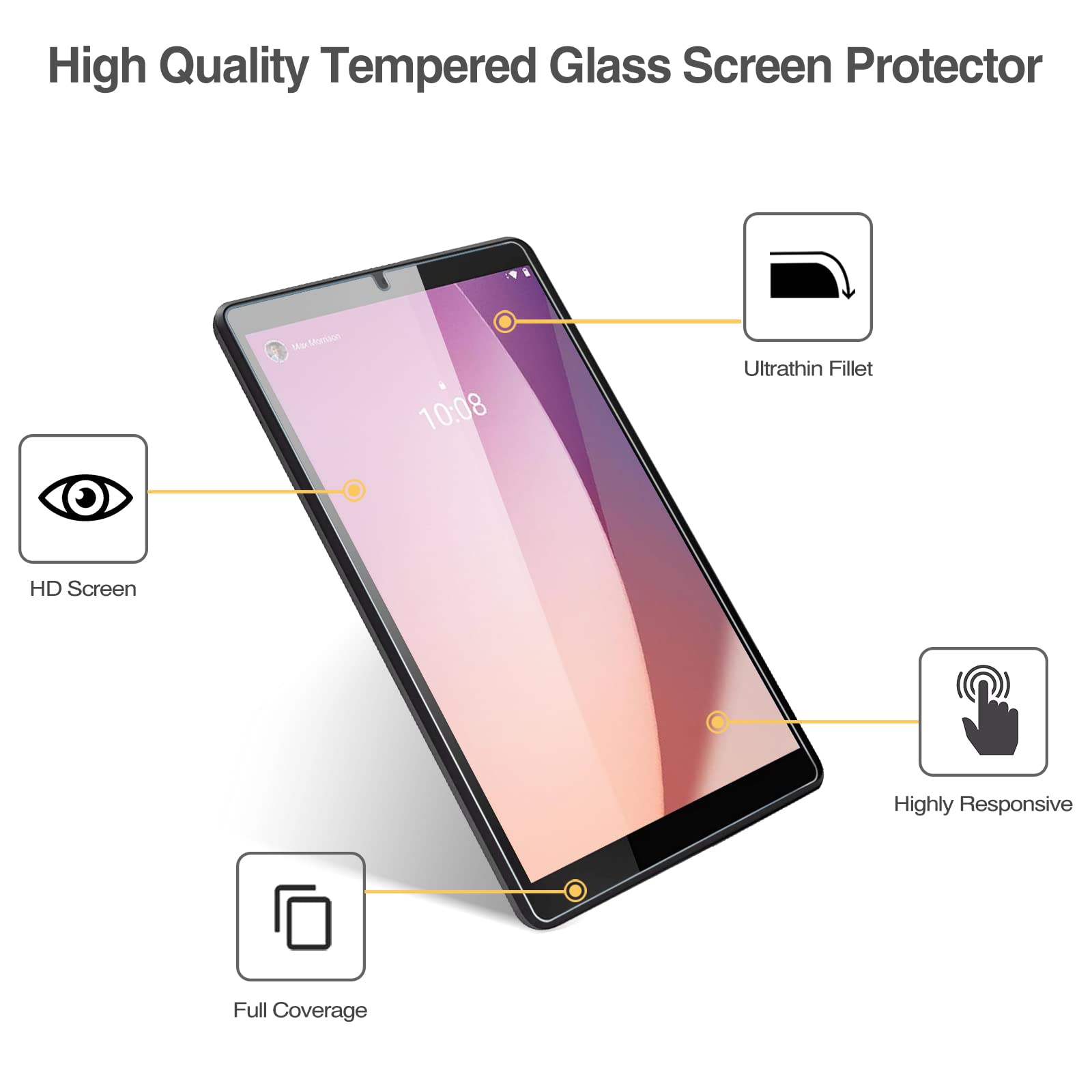 [2 Pack] ProCase Screen Protector for Lenovo Tab M8 4th Gen/ M8 3rd Gen/ M8 HD 2nd Gen/ M8 FHD, Tempered Glass Screen Film Guard for Lenovo Tab M8