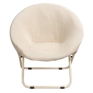 hoomall round saucer chair cover slipcover only, stretch jacquard moon chair slipcovers for adults saucer chair, removable spandex fabric soft chair covers (creamy-white)