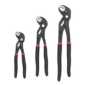 amazon basics 3-piece quick release groove joint pliers set, drop forged chrome vanadium steel, includes 7-inch,10-inch, and 12-inch, black