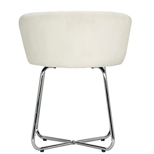 Hillsdale, Marisol Round Metal and Upholstered Vanity Stool with Scoop Back for Makeup Room or Bathroom, Off-White