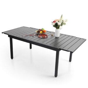 sophia & william black expandable patio dining tables metal outdoor table for 6-8 person lawn garden bistro rectangular table