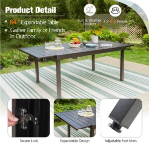 Sophia & William Black Expandable Patio Dining Tables Metal Outdoor Table for 6-8 Person Lawn Garden Bistro Rectangular Table