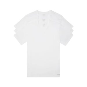 Calvin Klein mens 100% Cotton T-Shirt Packs 3 WHITE V Neck 2XL CLASSIC FIT