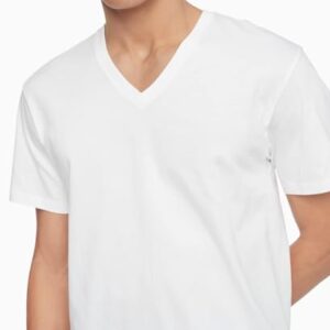 Calvin Klein mens 100% Cotton T-Shirt Packs 3 WHITE V Neck 2XL CLASSIC FIT