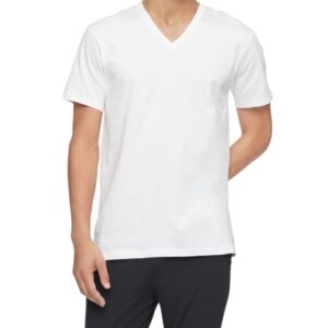 Calvin Klein mens 100% Cotton T-Shirt Packs 3 WHITE V Neck 2XL CLASSIC FIT