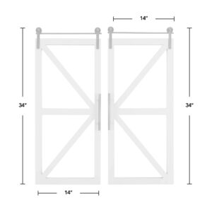 FirsTime & Co. Gray Carriage Farmhouse Barn Door Mirror 2-Piece Set, American Designed, Gray, 14 x 2 x 34 inches (per Each) (70298)