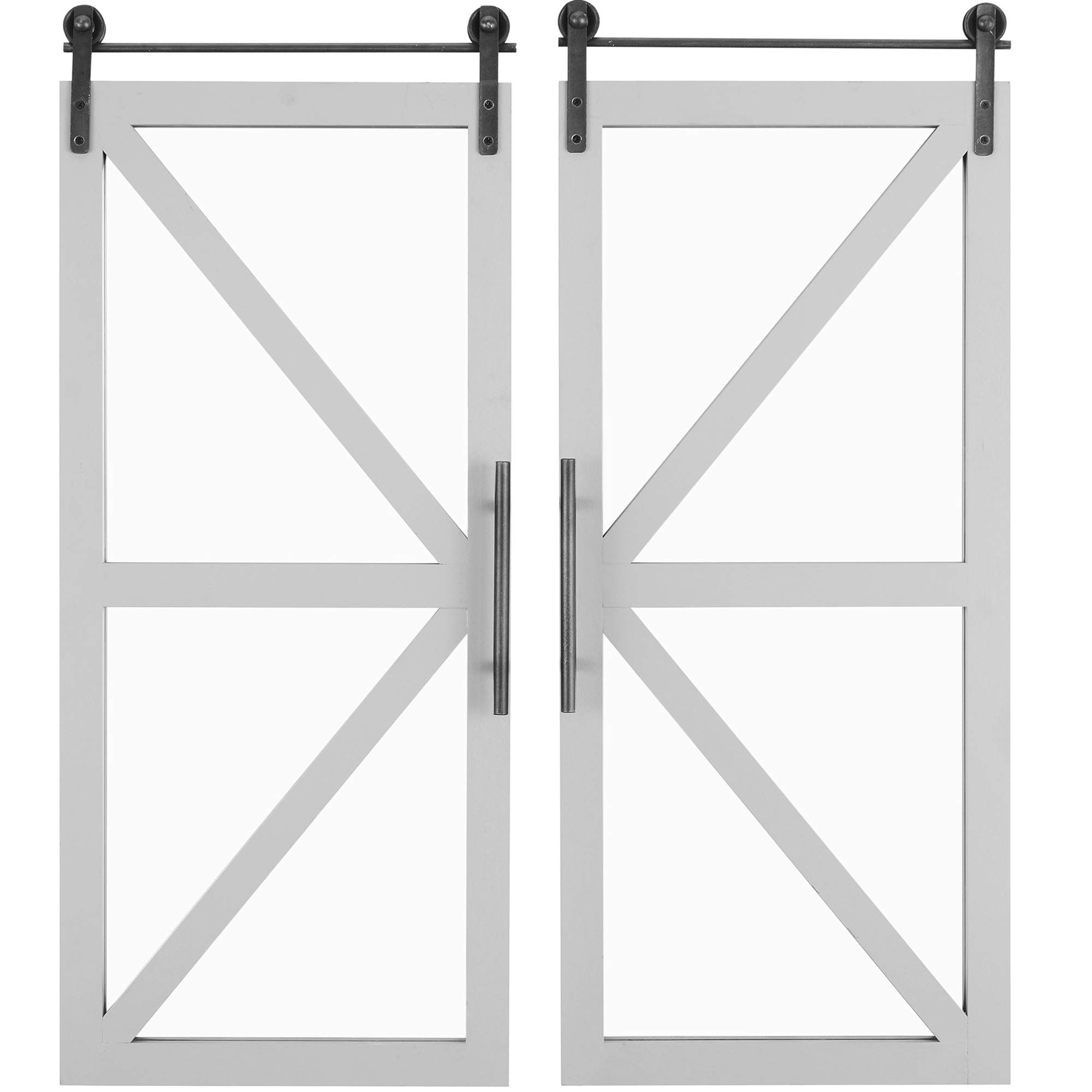 FirsTime & Co. Gray Carriage Farmhouse Barn Door Mirror 2-Piece Set, American Designed, Gray, 14 x 2 x 34 inches (per Each) (70298)