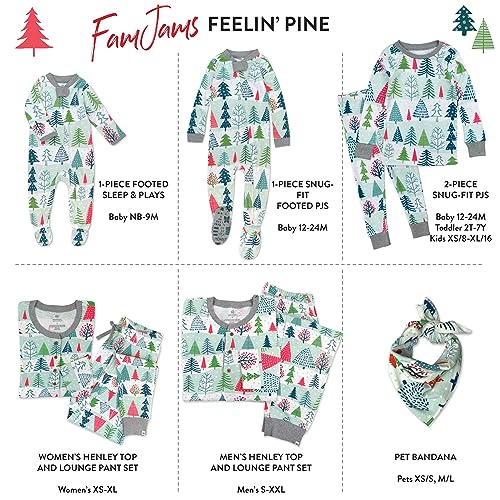 HonestBaby Family Matching Holiday Pajamas Organic Cotton for Men, Women, Kids, Toddlers, Baby Boys, Girls, Unisex Pets , Feelin' Pine, 2T