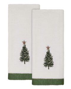 avanti linens - fingertip towels, soft & absorbent cotton, holiday home decor, set of 2 (trees collection)