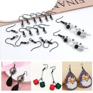 TOAOB 100pcs Earring Hooks Hypo Allergenic French Ear Wires with Ball and Coil 18mm Black Fish Hook Earrings Making Supplies Jewelry Findings