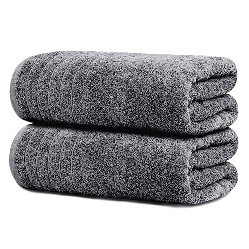 Tens Towels Large Bath Sheets, 100% Cotton, 35x70 inches Extra Large Bath Towel Sheets, Lighter Weight, Quicker to Dry, Super Absorbent, Oversized Bath Towels (DARK GREY)